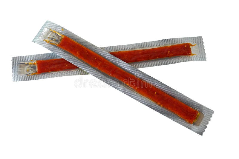 Dried Beef Meat Sliced on Stick on White Stock Photo - Image of closeup ...