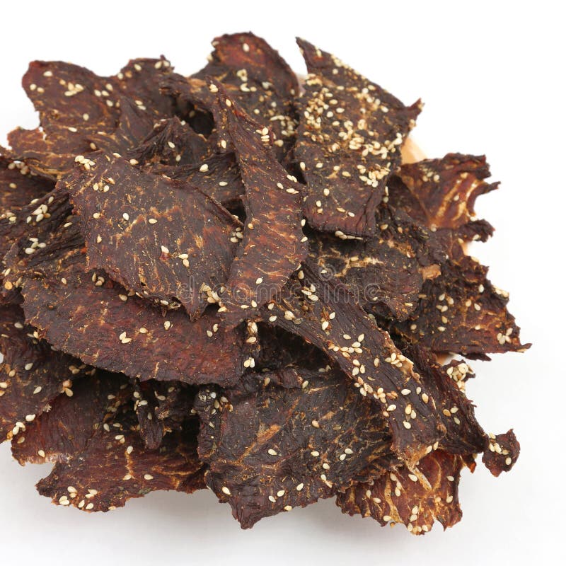Dried Beef Slices in Spices with Sesame Seeds Stock Image - Image of ...