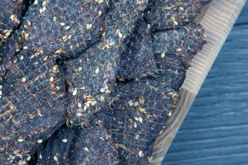 Dried Beef Slices in Spices with Sesame Seeds Stock Image - Image of ...