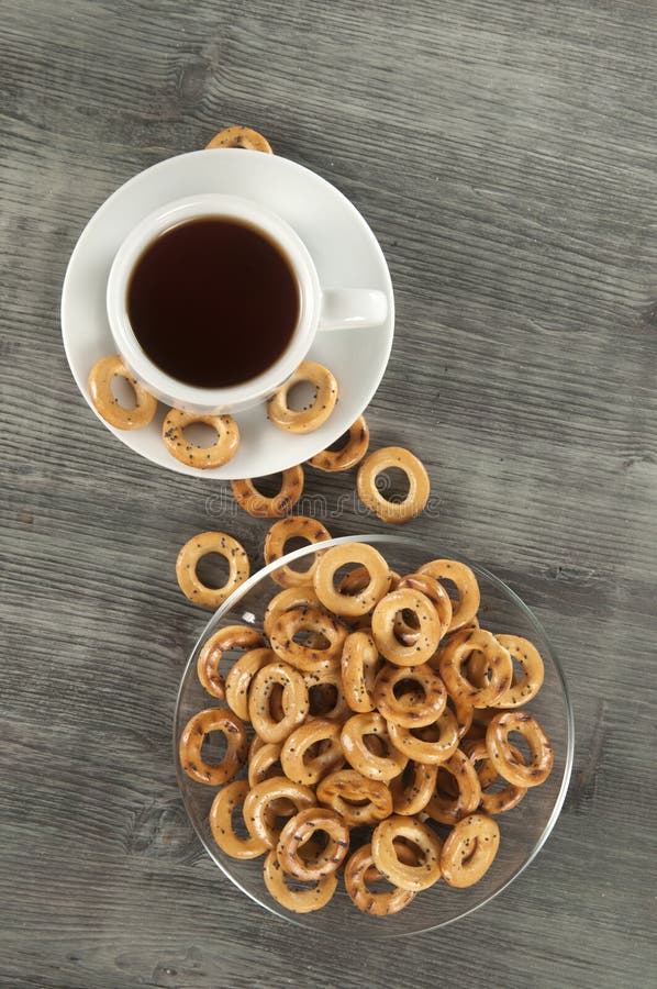 Dried biscuits and tea on stock photo. Image of meal - 56353376