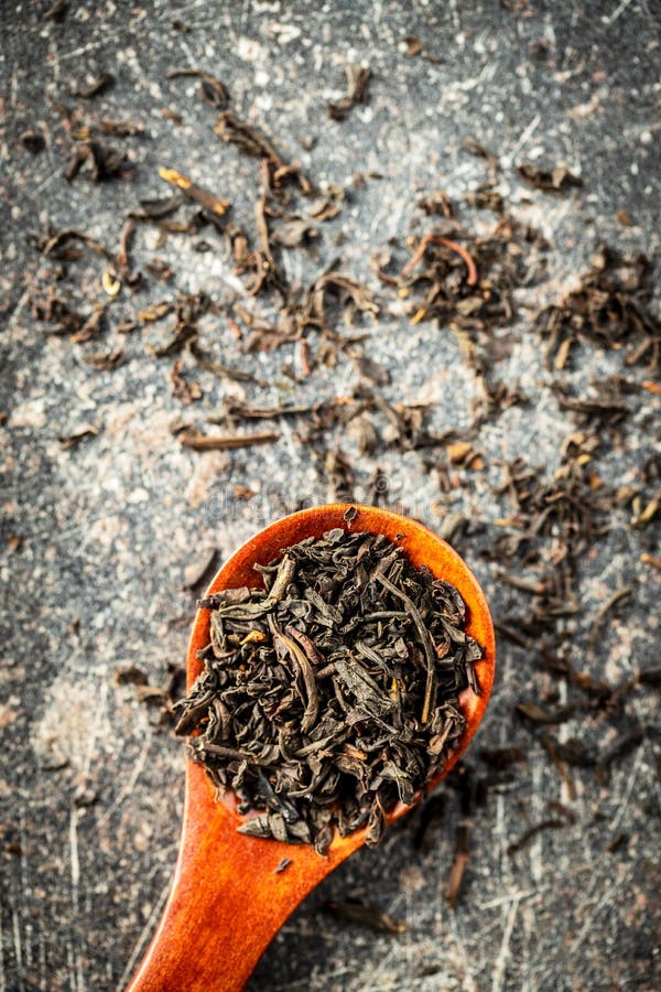 Dried black tea leaves stock image. Image of herb, black - 161907309
