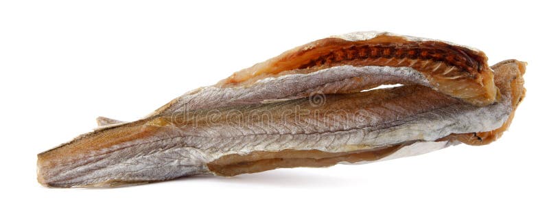 Dried Blue Whiting Isolated on a White Stock Photo - Image of ...