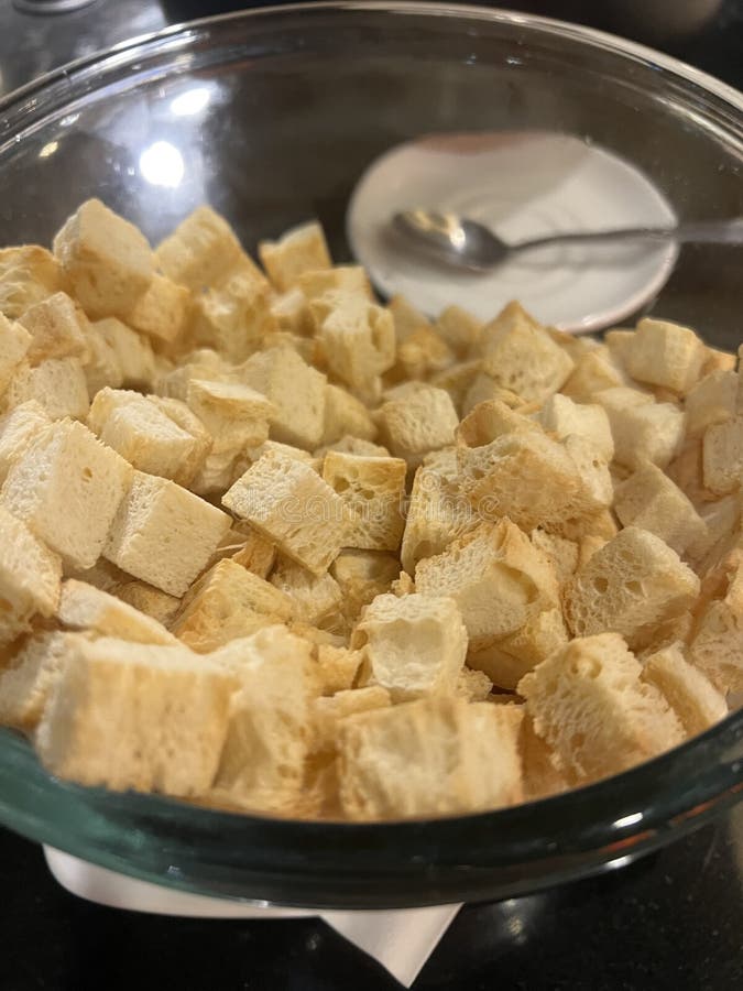 Dried Bread Cubes are Used To Make Stuffing or Dressing Stock Photo ...