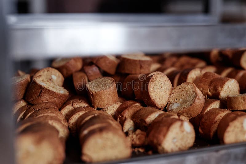 Dried Bread Storing on Tray in Bakery Kitchen Stock Photo - Image of ...
