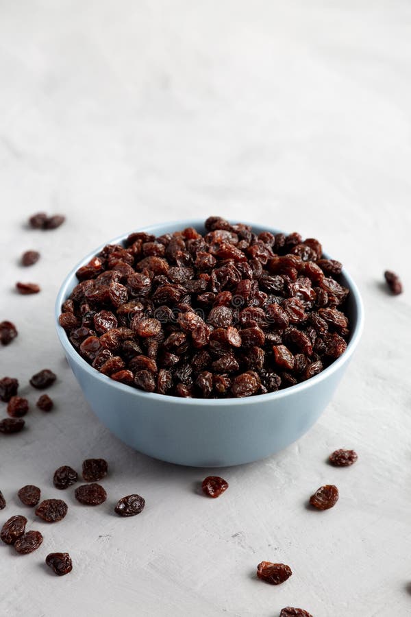Dried Brown Raisins in a Bowl, Side View. Copy Space Stock Image ...