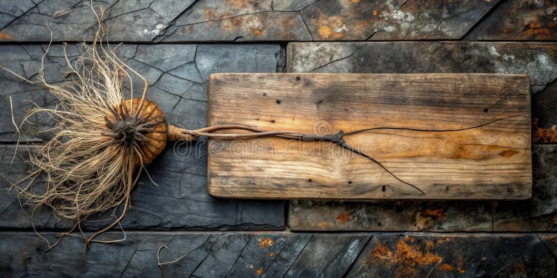 Dried Bulb and Wooden Board Still Life Rustic Texture and Natural Forms ...
