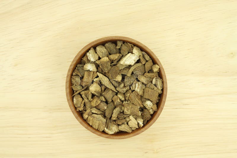 Dried Burdock Root in a Wooden Dish Stock Image - Image of beauty ...