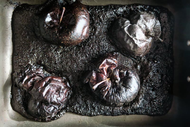 Dried Burned Black Carbonized Apples Food Stock Photo - Image of ...