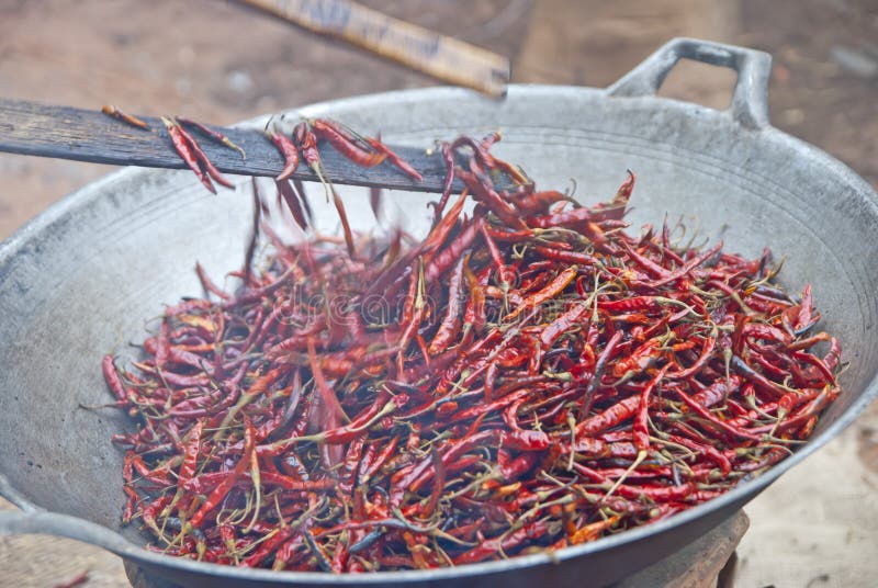 Dried Chilli Burn in Thailand Stock Photo - Image of flavoring, pepper ...