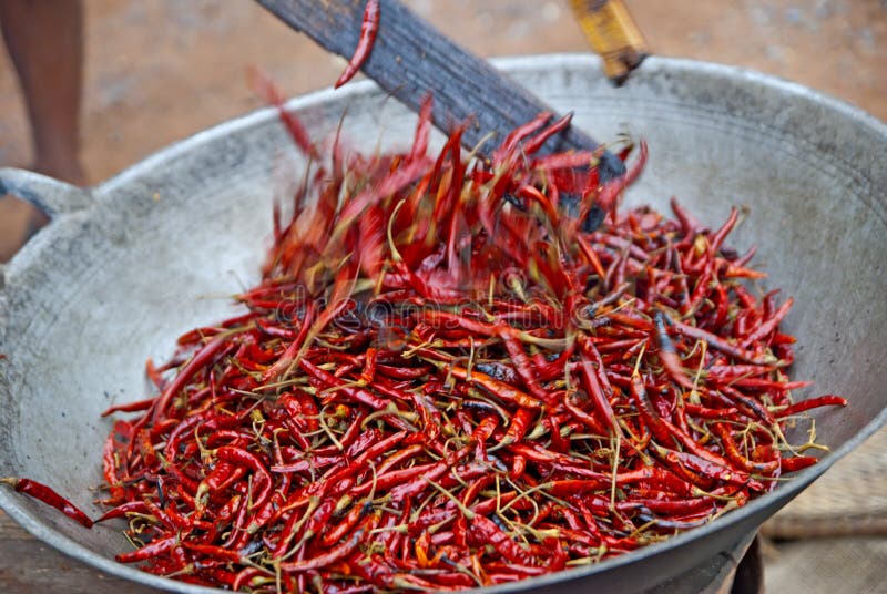Dried Chilli Burn in Thailand Stock Photo - Image of kitchen, chili ...