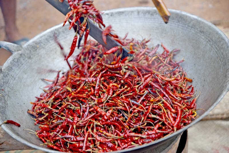Dried Chilli Burn in Thailand Stock Image - Image of cooking, country ...