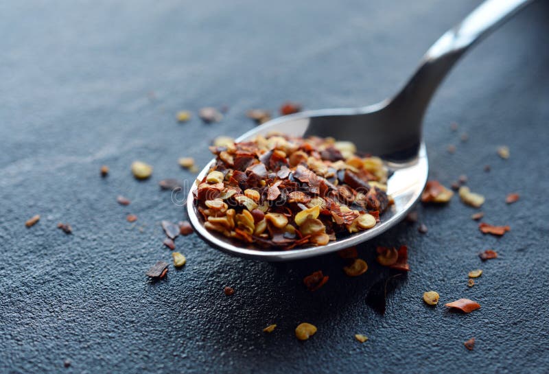 Dried Chillies on spoon stock photo. Image of pile, chili - 37804546