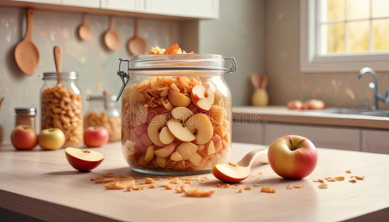 Dried chopped apples stock illustration. Illustration of pantry - 369060272