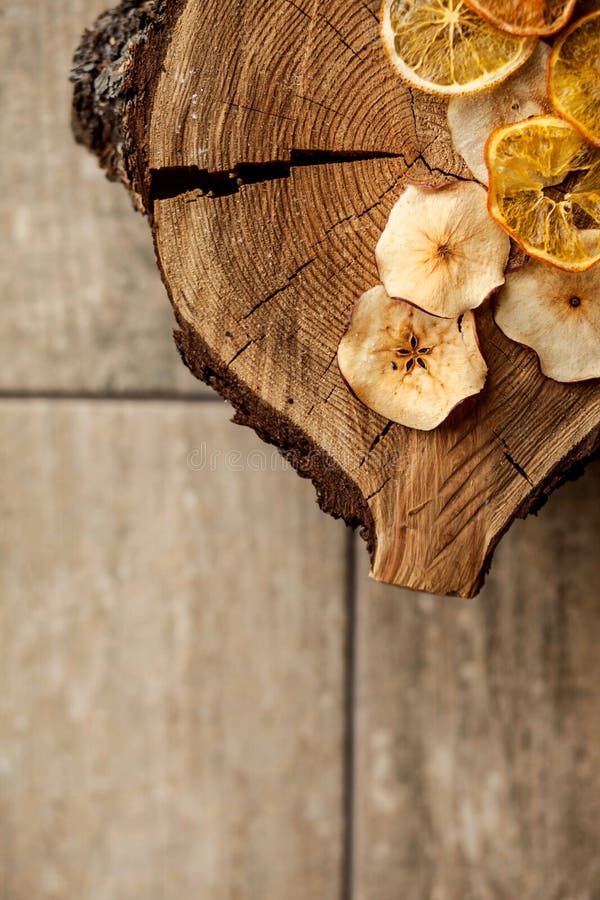 Dried Chunks of Fruit on Wooden Background. Stock Photo - Image of ...