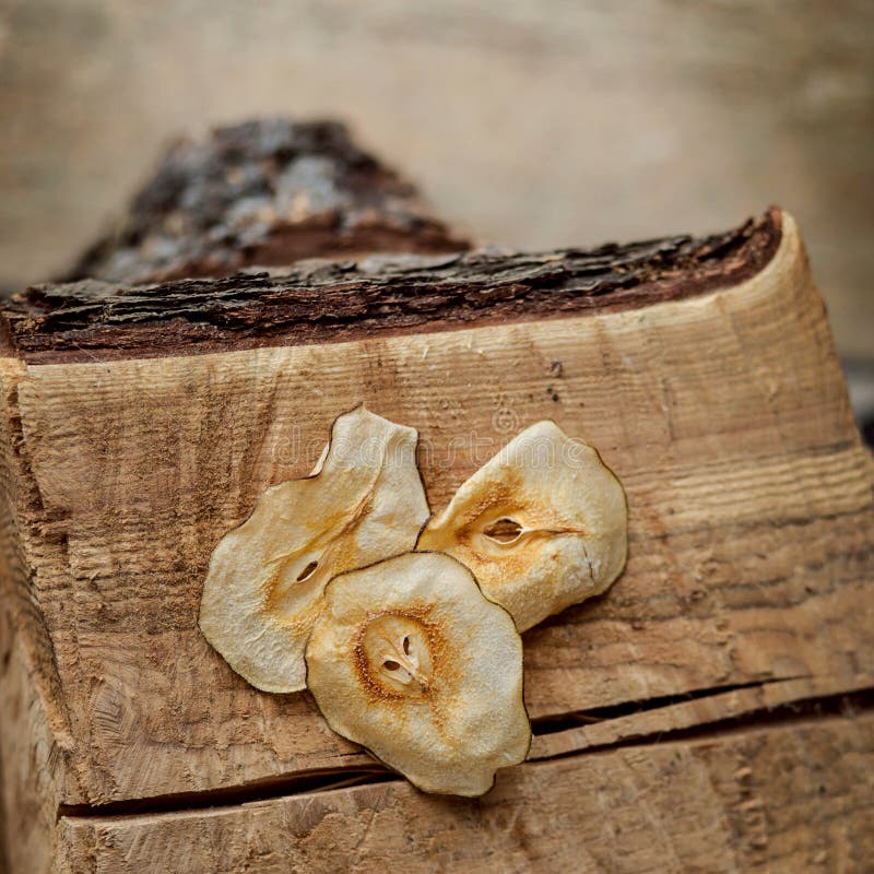 Dried Chunks of Fruit on Wooden Background. Stock Photo - Image of ...