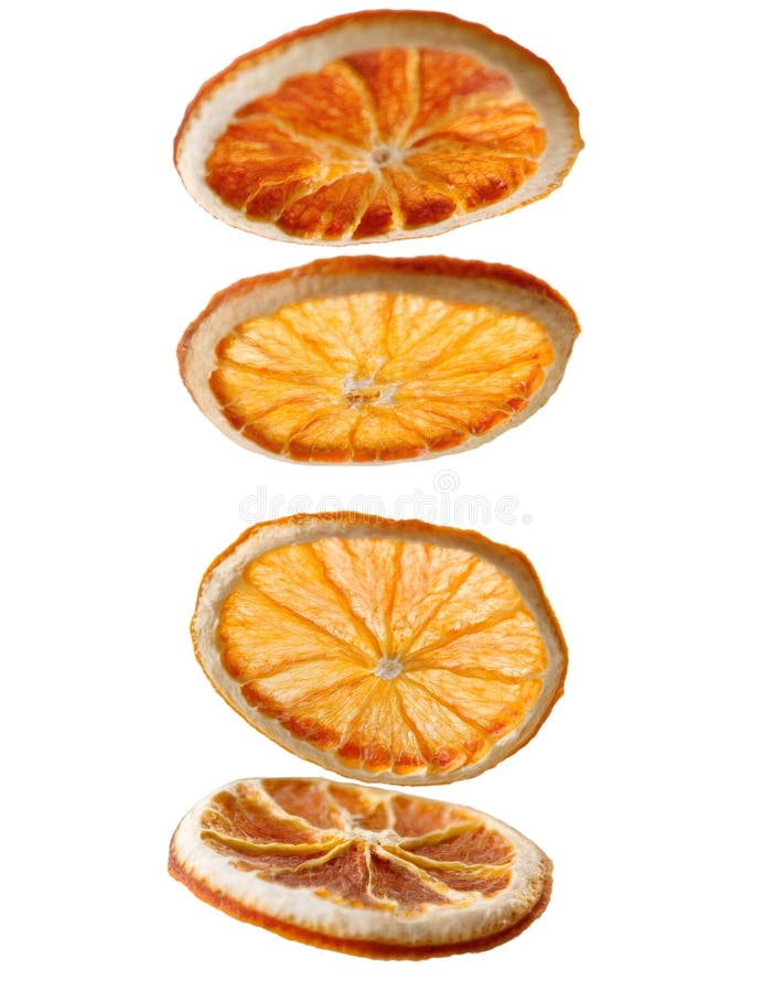 Dried Citrus Fruit Slices Dropping, Casting Transparent Shadows with ...
