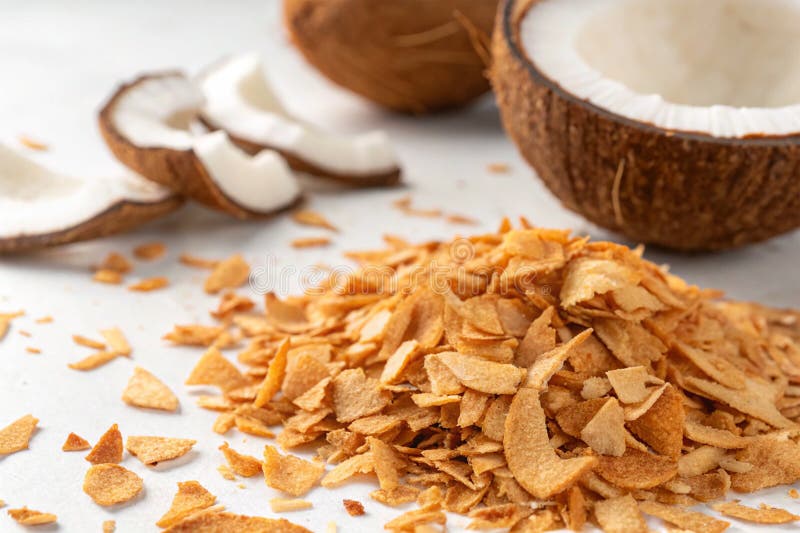 Dried Coconut Flakes Isolated on White Background Stock Illustration ...