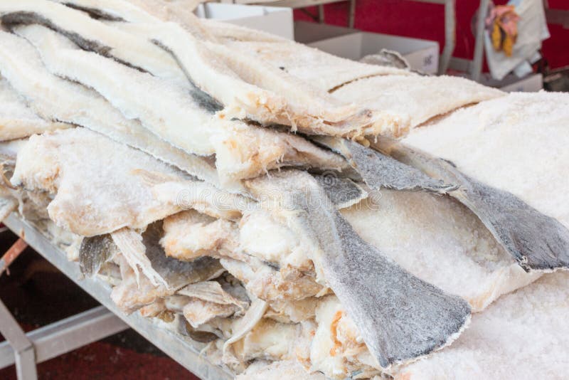 Dried Cod Fish Salted Codfish Stacked Stock Photo - Image of food, cold ...