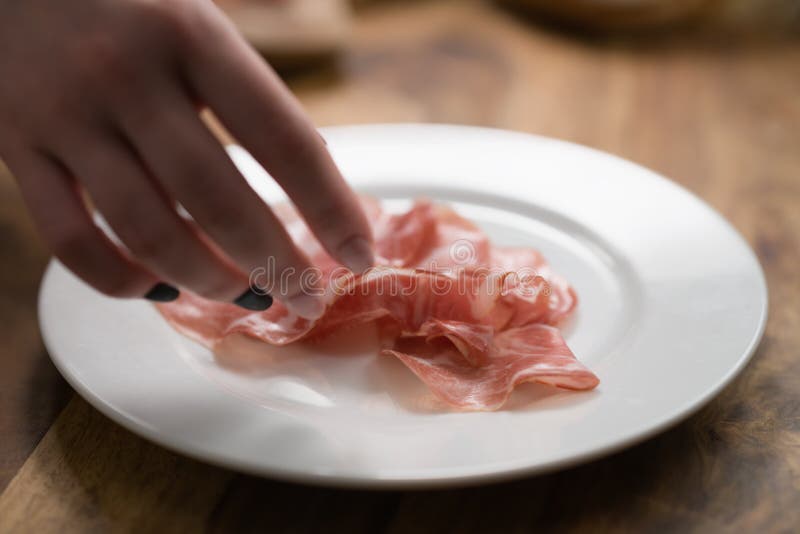 Dried Coppa Ham on White Plate Stock Image - Image of bacon, gastronomy ...
