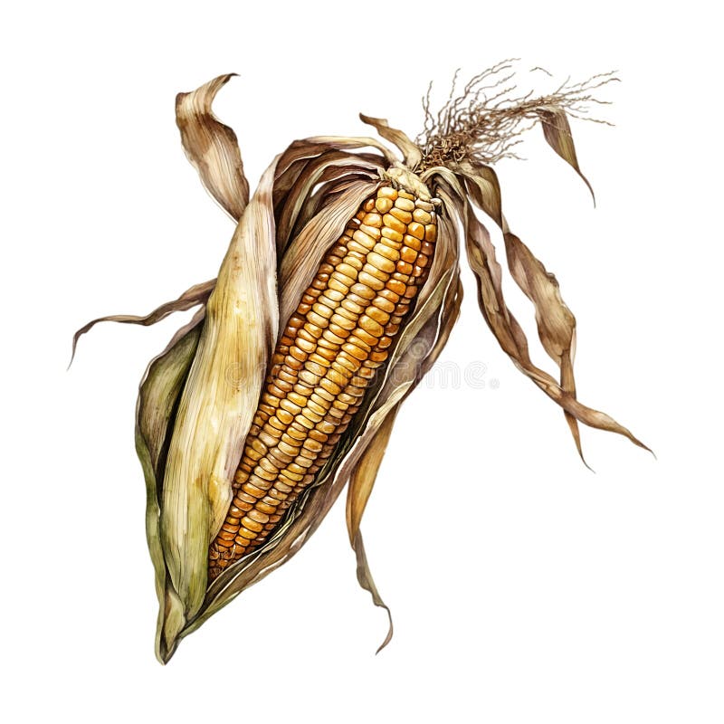 Dried Corn Cob Illustration Stock Image on Transparent Background Stock ...