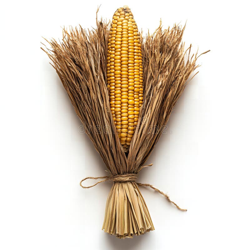 Dried Corn Husk Bundle with Single Ear of Yellow Corn Autumn Harvest ...