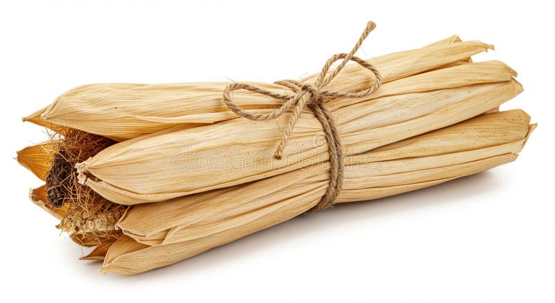 Dried Corn Husks, Arranged in a Stack, are Bound Together with a Simple ...