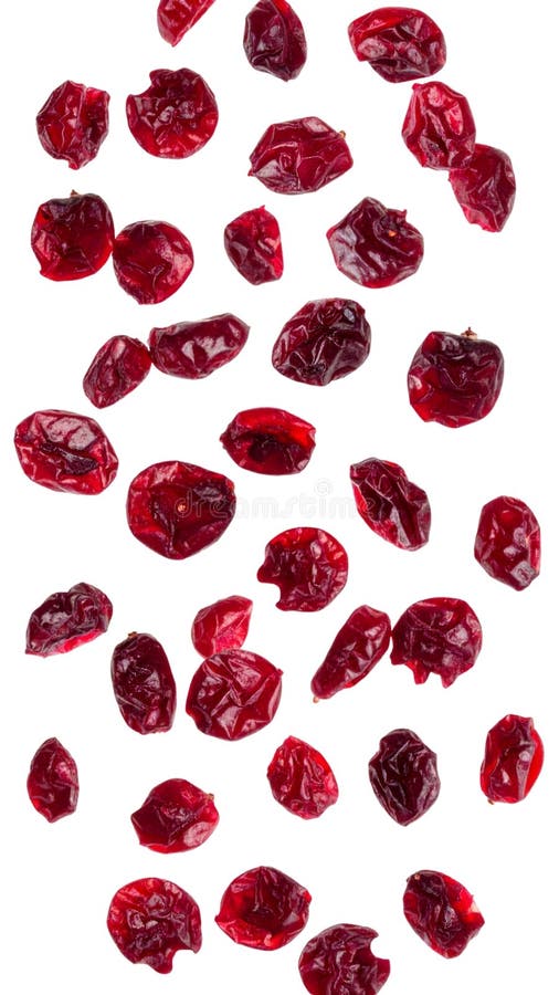 Dried Cranberries Falling on Transparent Background Stock Image - Image ...