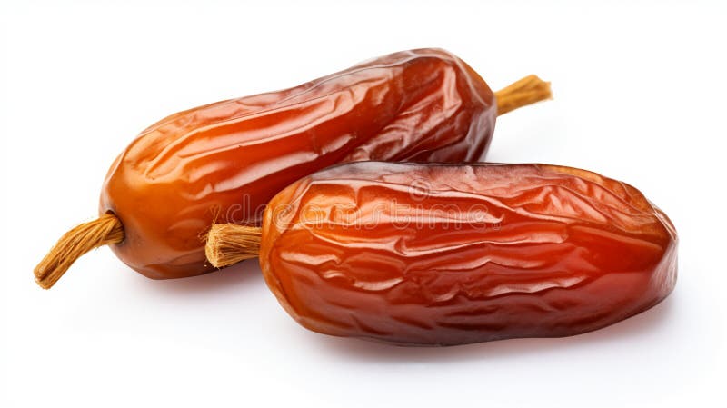 Dried Date Palm Fruits with Green Leaf Isolate on White Background. AI ...