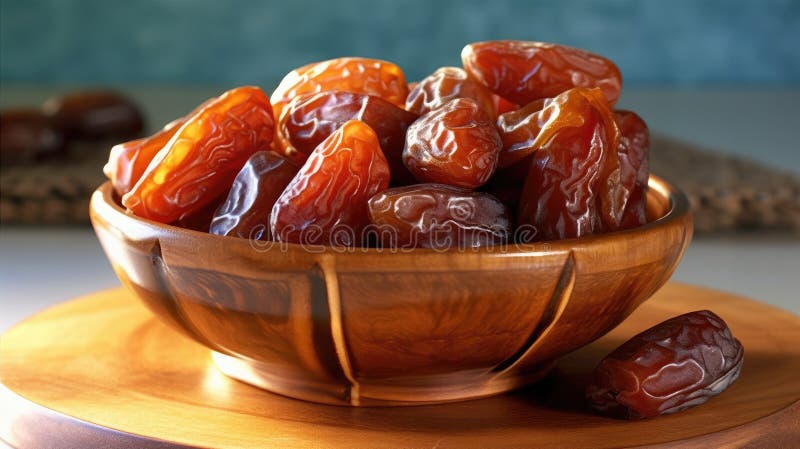 Dried Dates Fruit in Bowl. Generative AI Stock Illustration ...