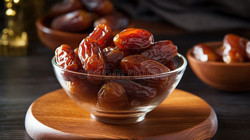 Dried Dates Fruit in Bowl. Generative AI Stock Illustration ...