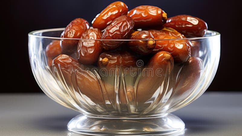 Dried Dates Fruit in Bowl. Generative AI Stock Illustration ...