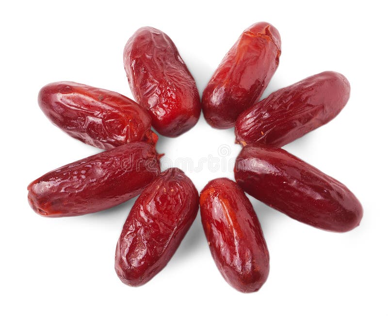 Dates Isolated on White Background . Top View Stock Photo - Image of ...
