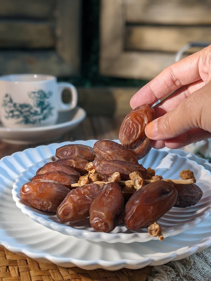 Dried Dates or Kurma Popular for Fasting Month Ramadan Stock Photo ...