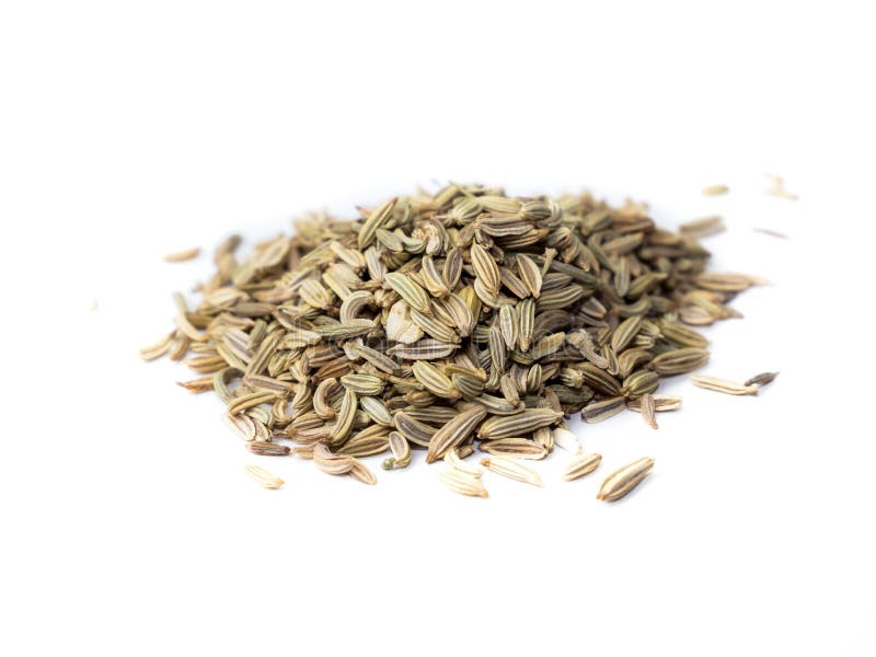 Dried Fennel Seeds Isolated on White Background with Clipping Path. Top ...