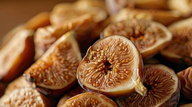 Dried Figs, a Macro View Showcasing the Texture of Dried Figs. Stock ...