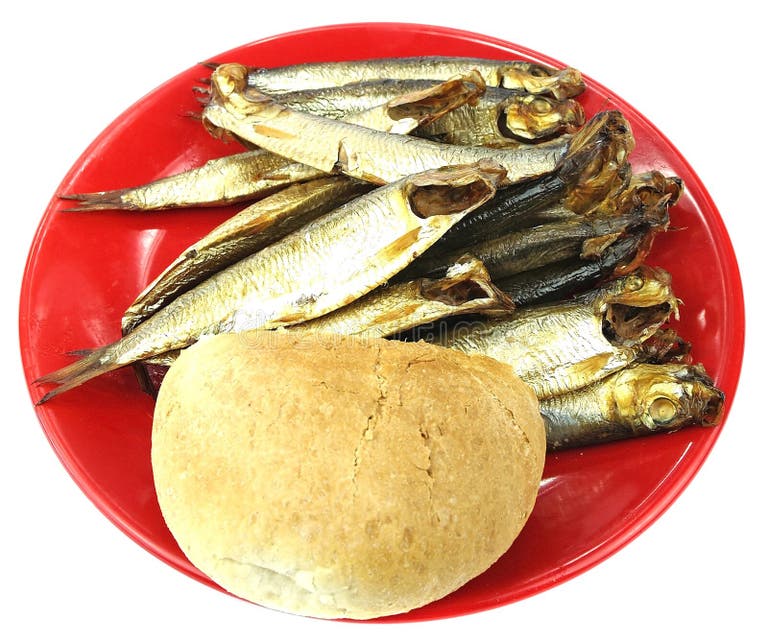 Dried fish and bread roll stock image. Image of cuisine - 30469747