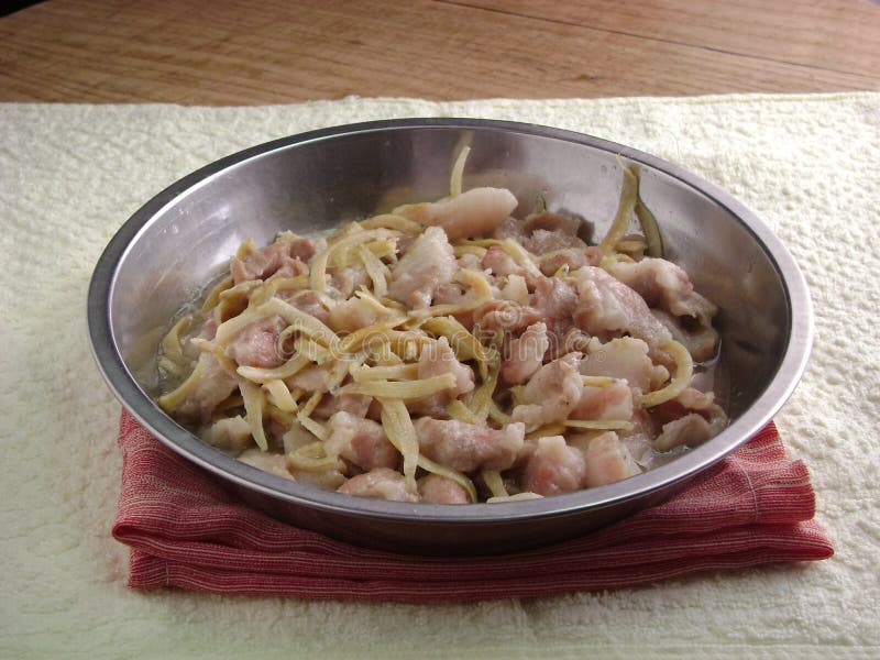 Dried fish fried pork meat stock image. Image of served - 68720591