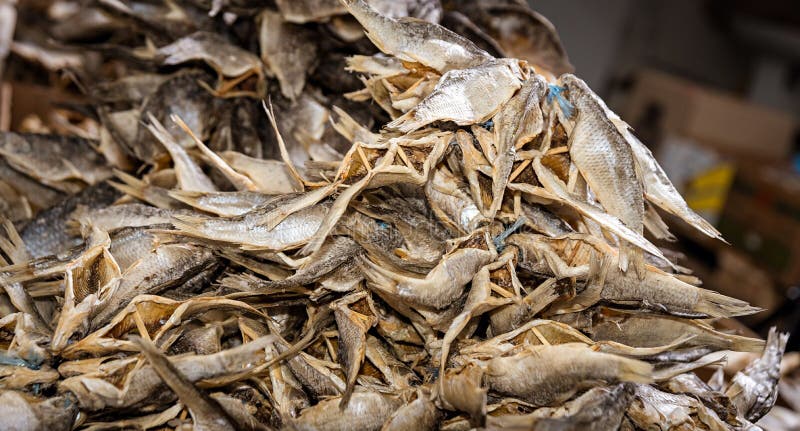 Dried fish at market stock photo. Image of closeup, delicious - 76732396