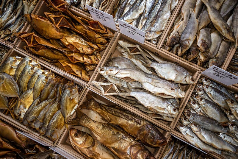 Dried fish at market stock photo. Image of cooking, cooked - 76732538