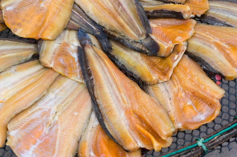 Dried Fish on the Plastic Grid Stock Photo - Image of detail, light ...