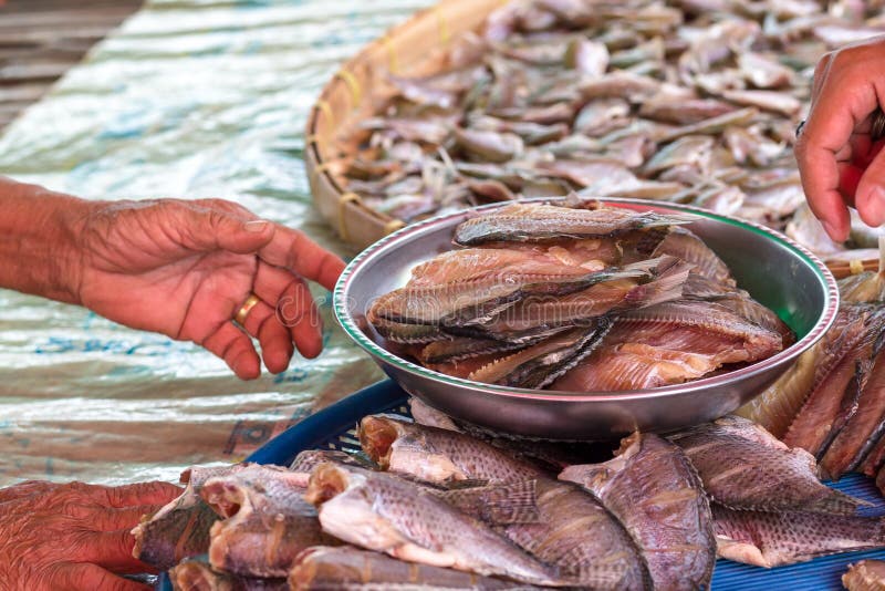 A Dried Fish on Plate in the Marketplace Stock Image - Image of food ...