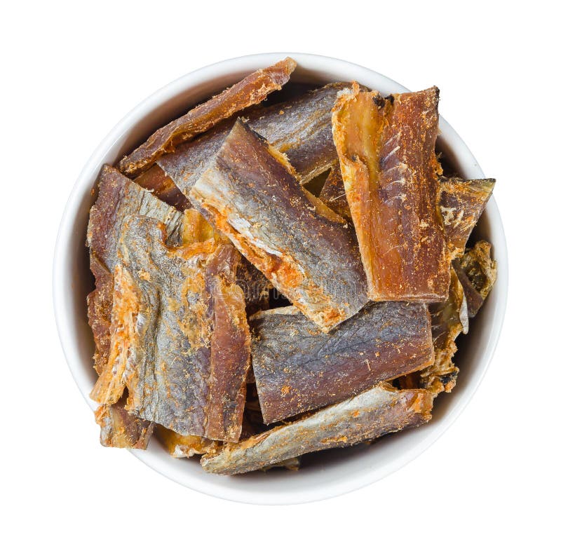 Dried Fish in a Round Plate Isolated on White Stock Photo - Image of ...