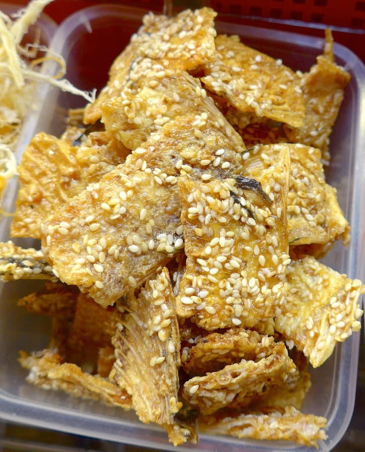 Dried Fish with Sesame Closeup Stock Image - Image of seafood, seasoned ...