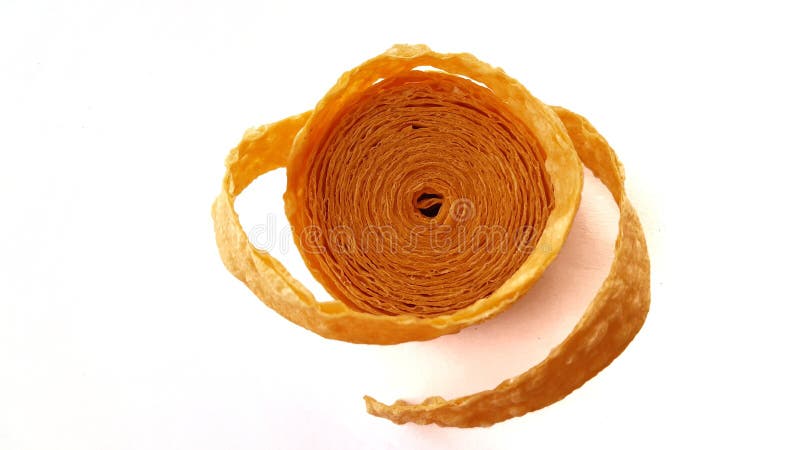 Dried Fish Snack or Snack Roll on White Background. Stock Photo - Image ...