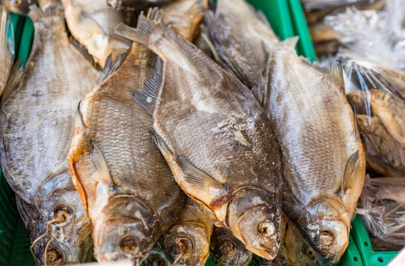 Dried Fish in the Tank at the Market Stock Photo - Image of kipper ...