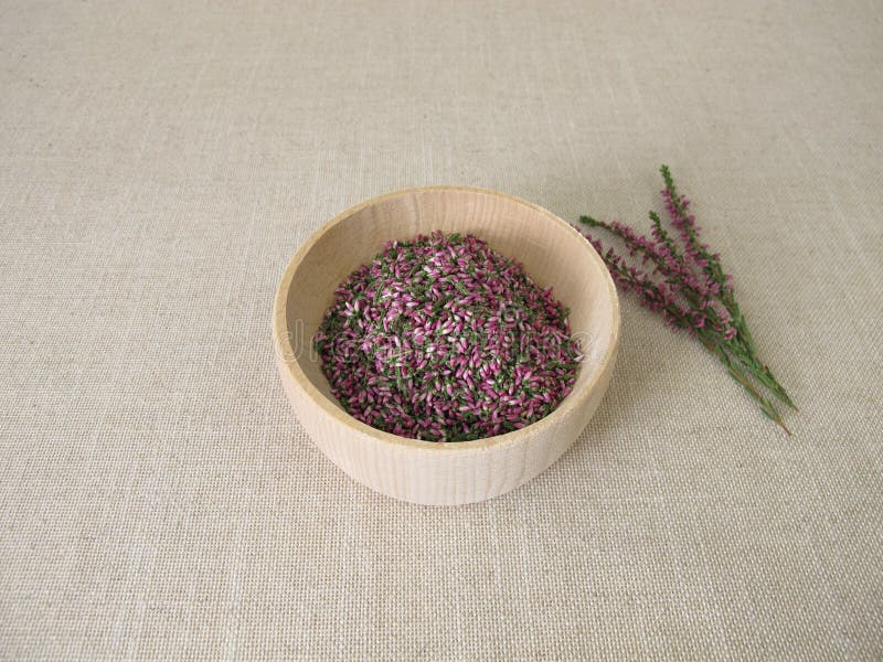Dried Flowers from Heather Herb in a Bowl Stock Photo - Image of ...