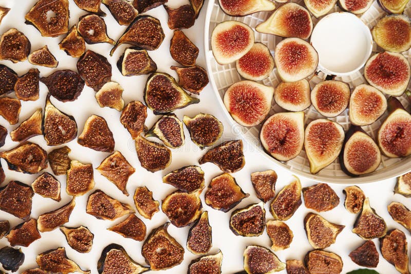 Dried and Fresh Figs on the Table during the Drying Process Stock Image ...