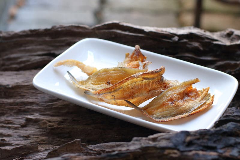 Dried Fried Fish in a White Plate Stock Image - Image of fried, produce ...