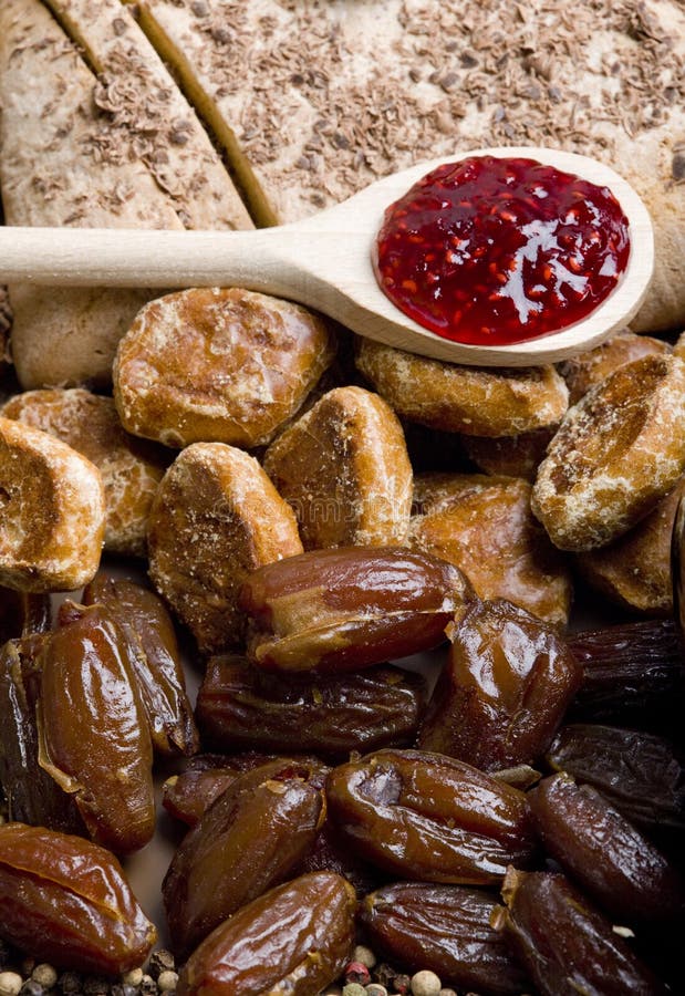 Dried Fruit with Gingerbread and Jam Stock Photo - Image of abundance ...