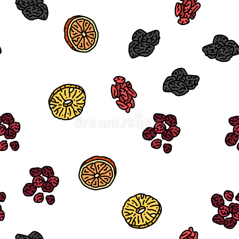 Dried Fruit Healthy Snack Vector Seamless Pattern Stock Vector ...